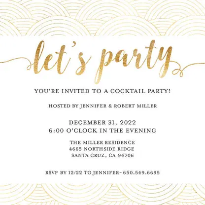 Simple Gold Party Invitation - Engagement Party Invitations
